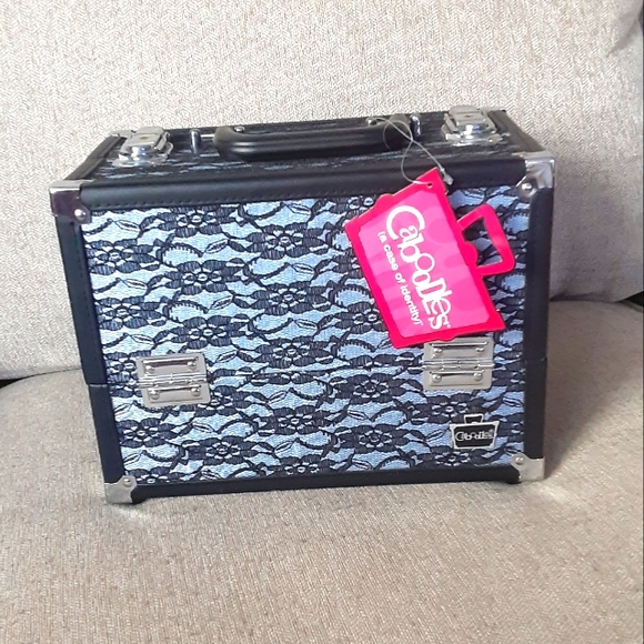 Caboodles | Bags | Caboodles Black And Gray Lace Train Case | Poshmark